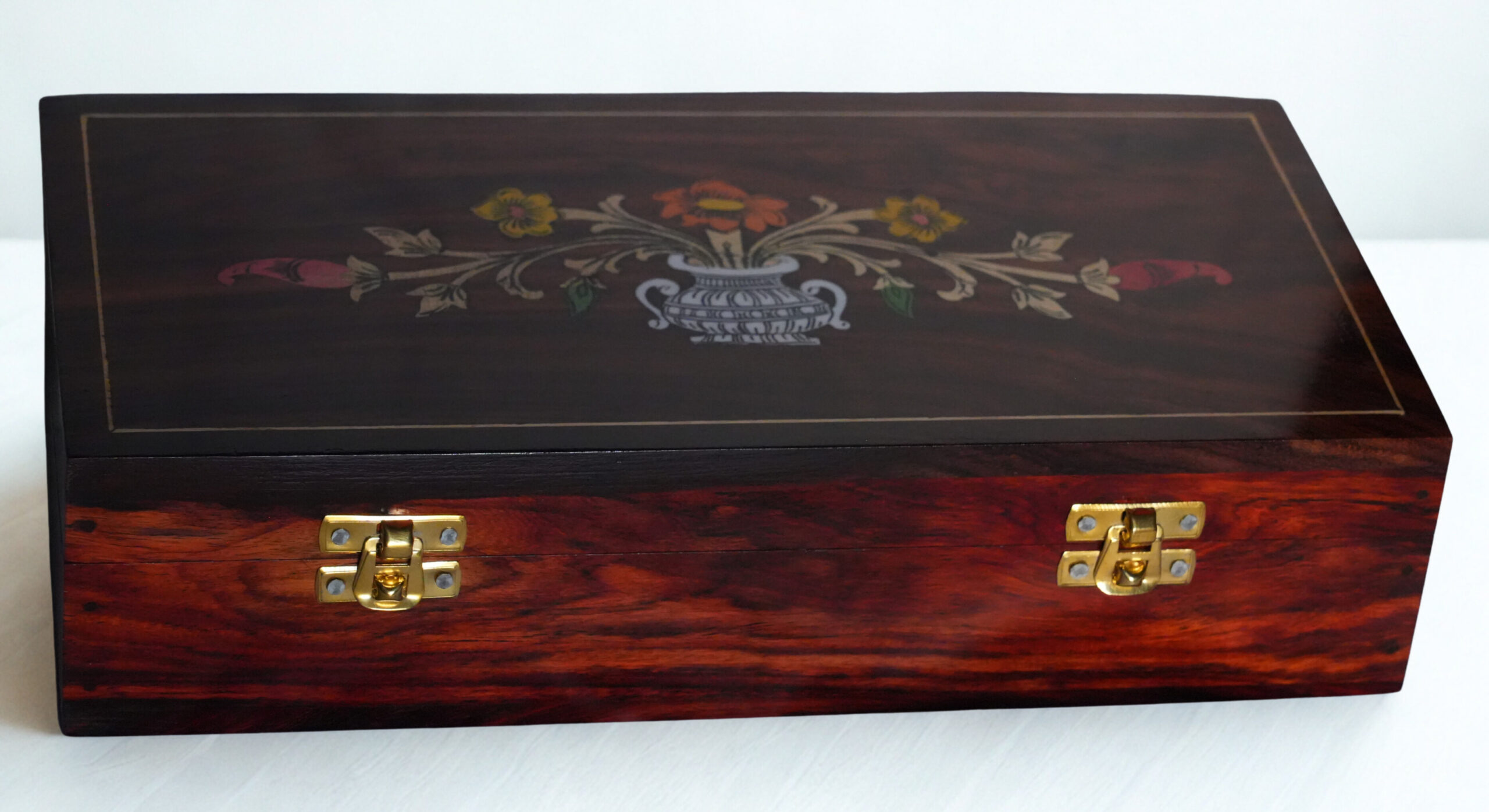 Handcrafted Mysore Rosewood Inlay Jewellery Box 6*12 Inch - Anitha Fine ...
